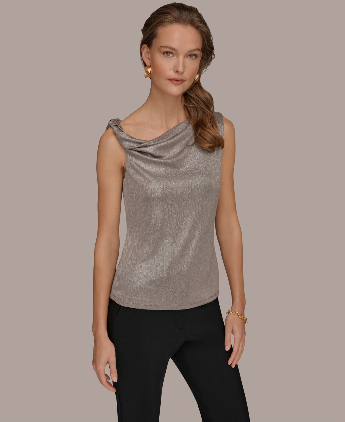 Click here for Donna Karan New York Womens Foil Asymmetric Neck T... prices