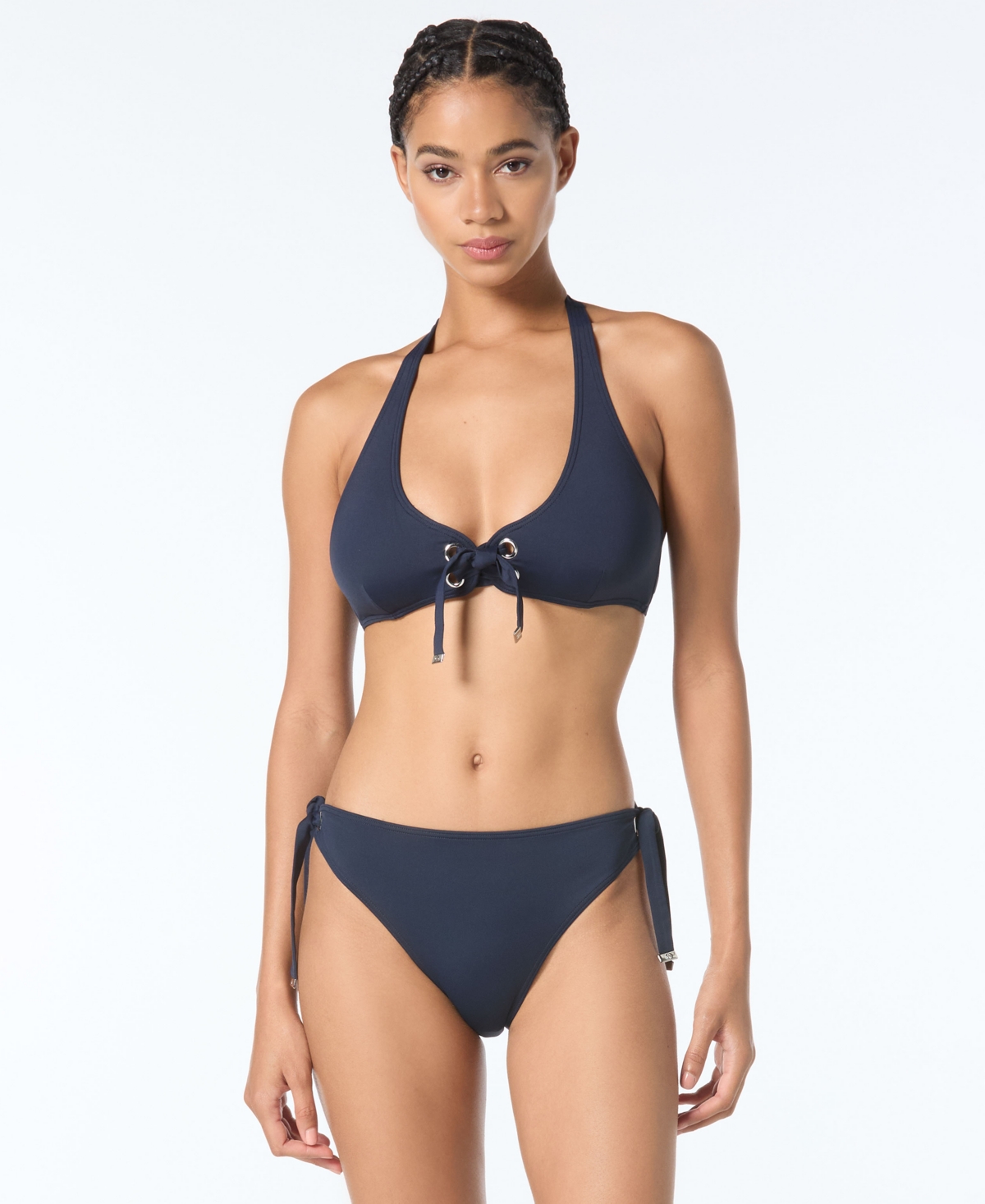 Click here for Michael Kors Womens Grommet Halter Bra Top - Navy prices