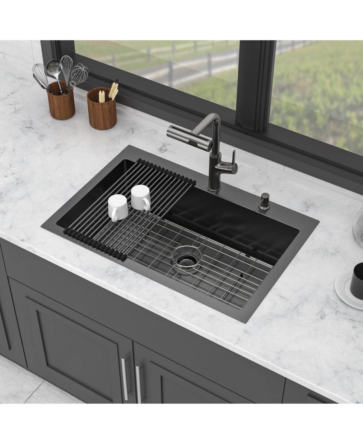 Click here for flynama 33x22x10inch Gunmetal Black Kitchen Sink w... prices