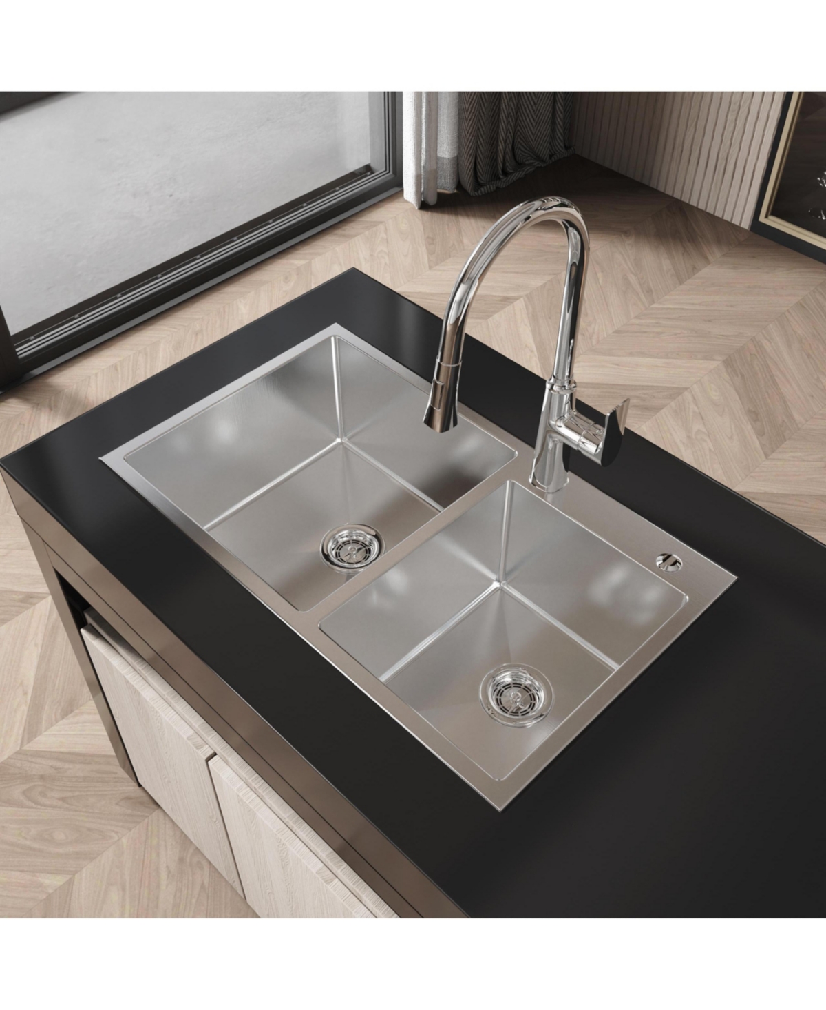 Click here for flynama 32inch Overmount Double Bowl Brushed Nicke... prices