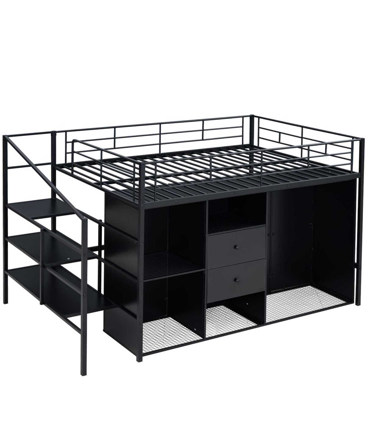 Click here for Full Size Metal Loft Bed with Drawers  Storage Sta... prices