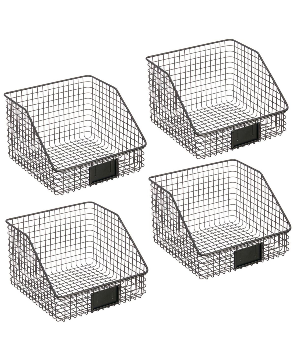 Click here for mDesign Metal Open-Front Pantry Basket with Label... prices