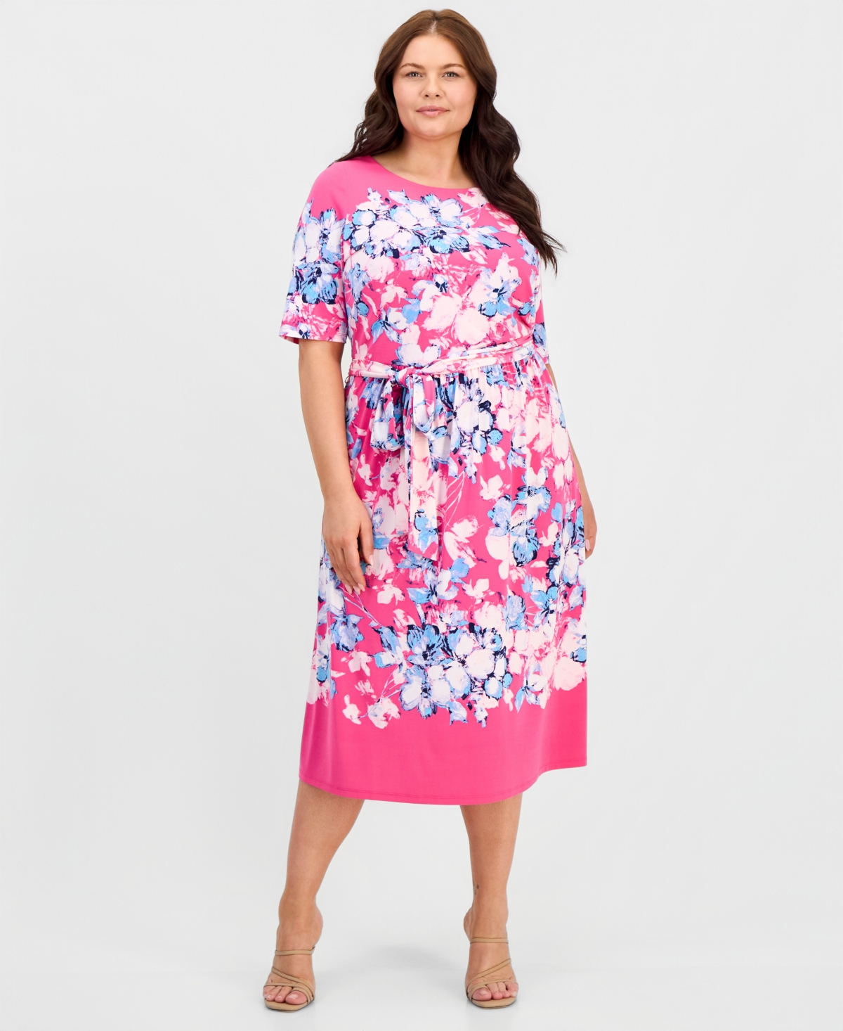 Click here for Kasper Plus Size Printed Short-Sleeve Midi Dress -... prices