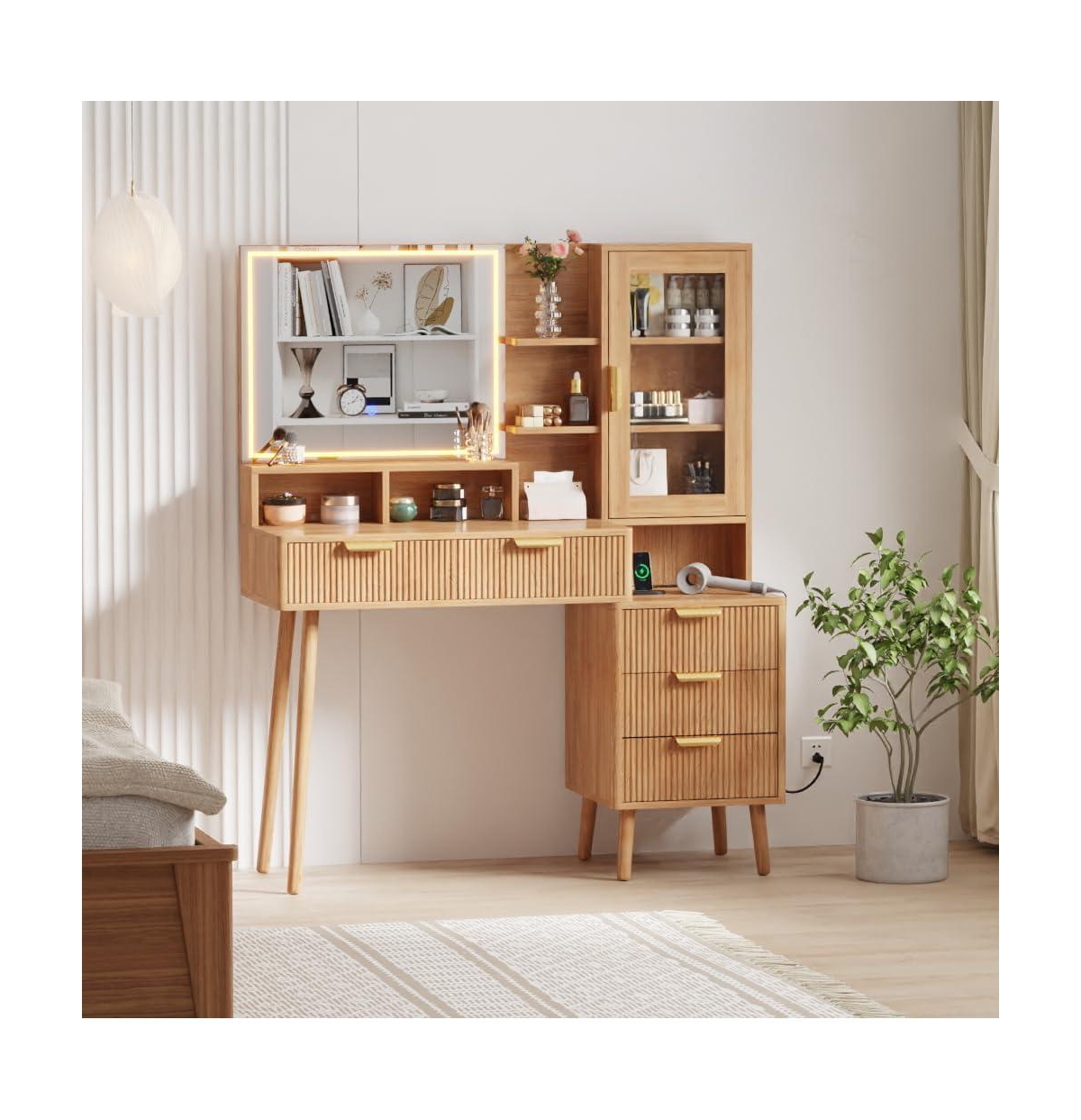 Click here for Gaomon 5 Drawer Makeup Vanity Desk Lights & Power... prices