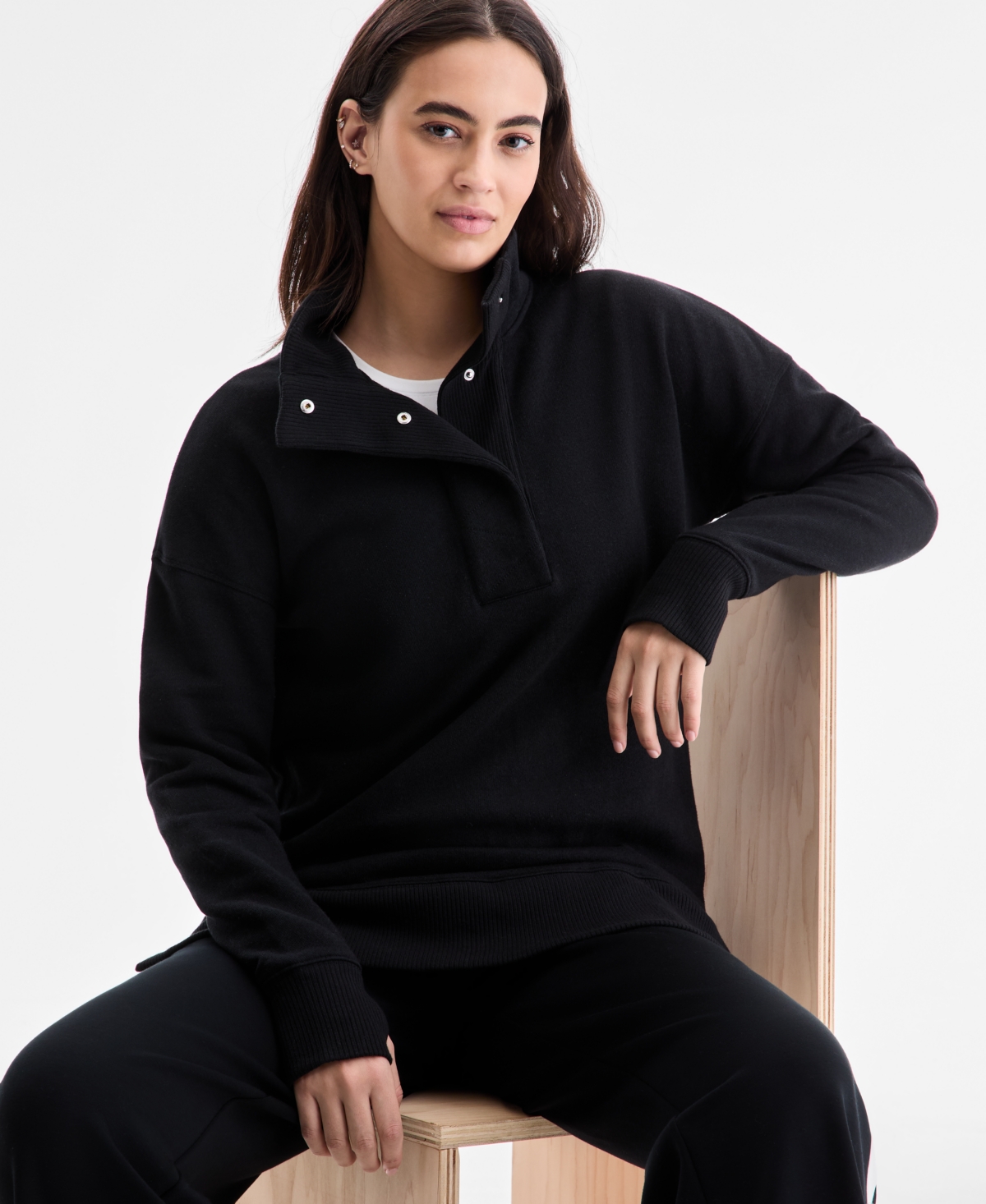 Click here for Id Ideology Womens French Terry Half-Snap Tunic  M... prices