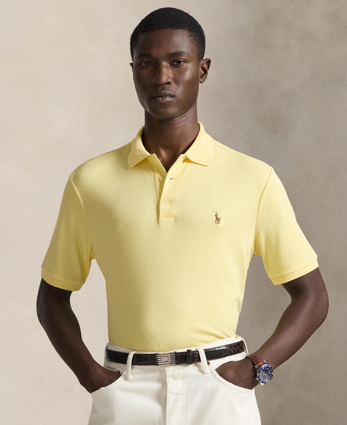 Click here for Polo Ralph Lauren Mens Custom Slim-Fit Ribbed Coll... prices