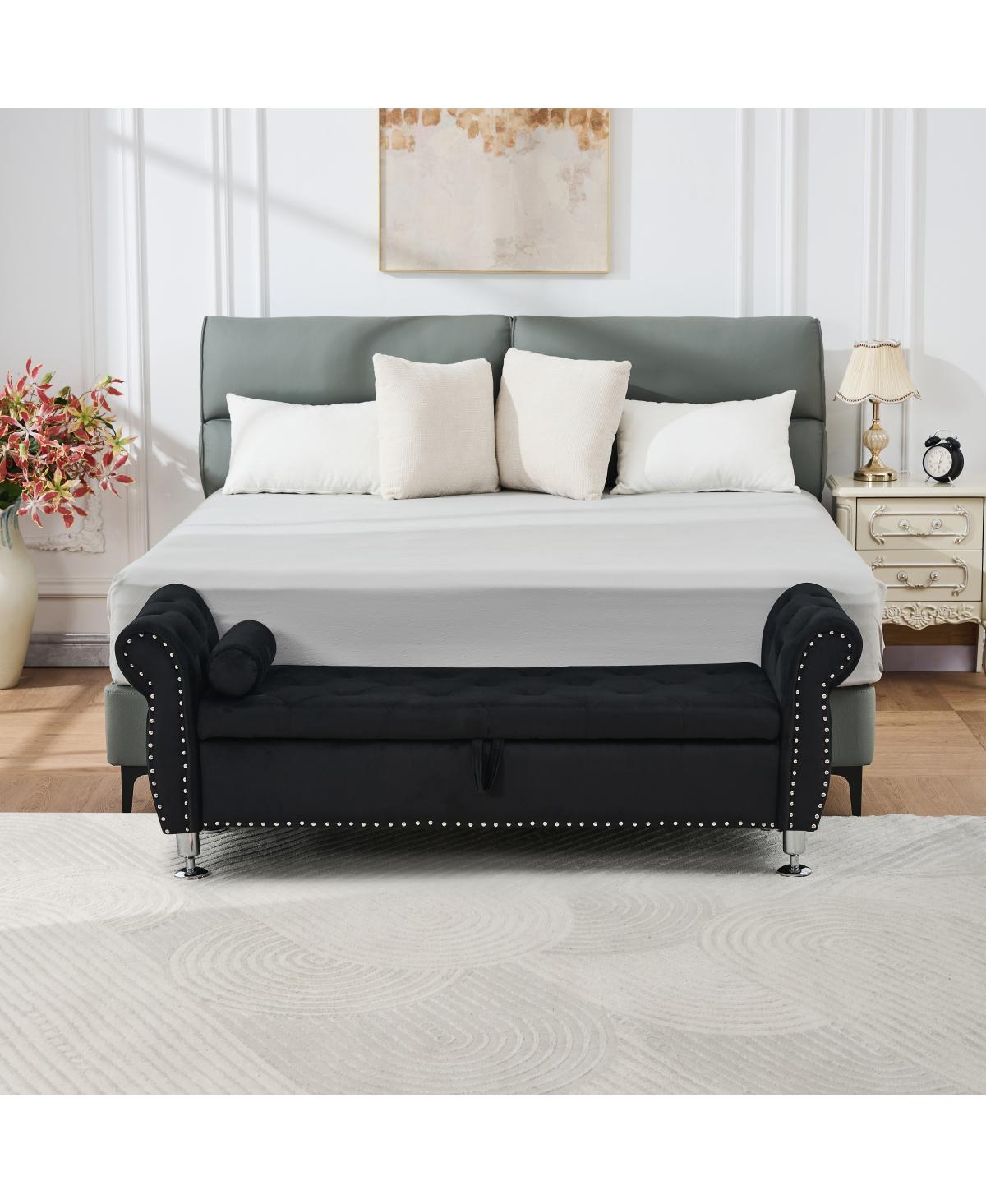 Click here for Streamdale Soft Velvet Storage Bench with Crystal... prices