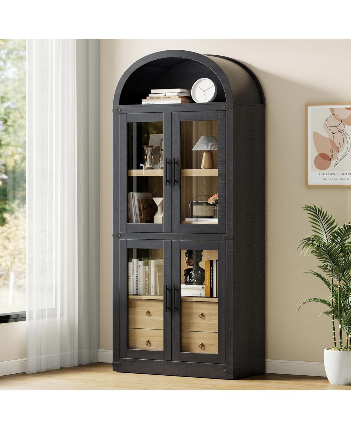 Click here for gaomon Arched Bookshelf with Doors and Drawers Far... prices