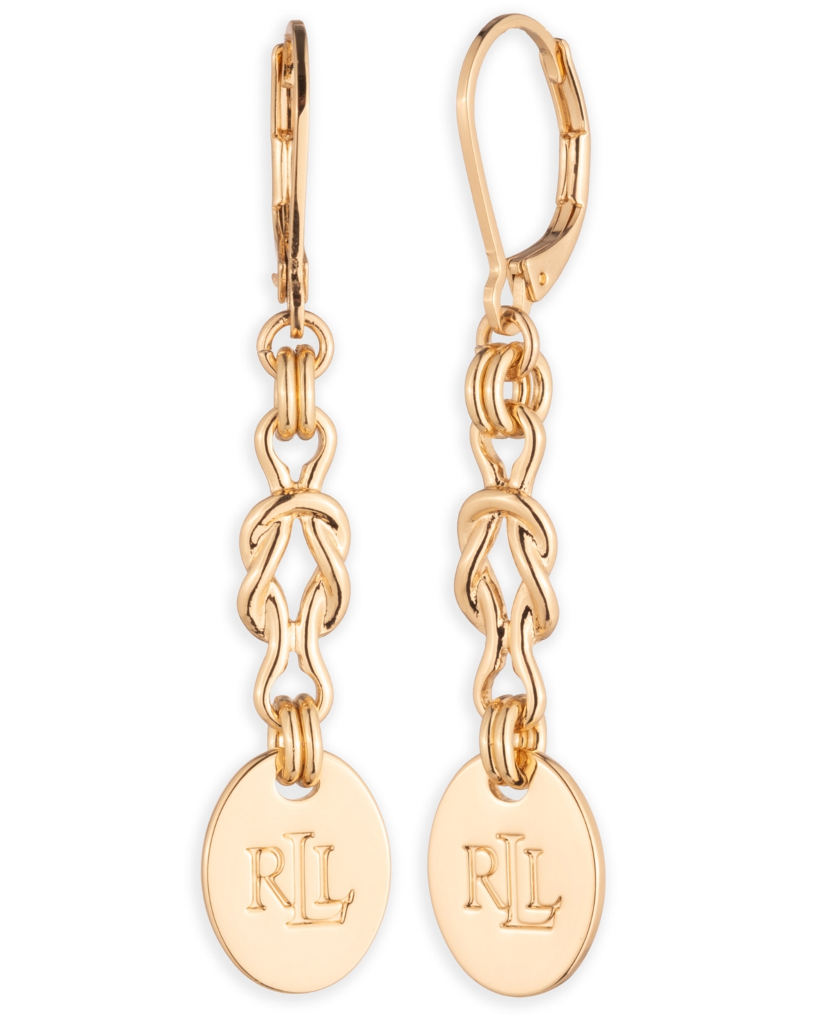 Click here for Lauren Ralph Lauren Logo Knot Gold-Tone Linear Ear... prices