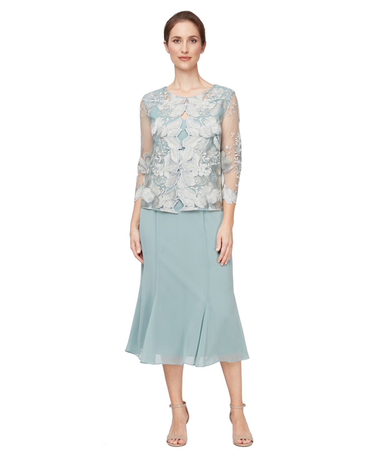 Click here for Alex Evenings Womens Scoop Neck Jacket Dress - Ice... prices