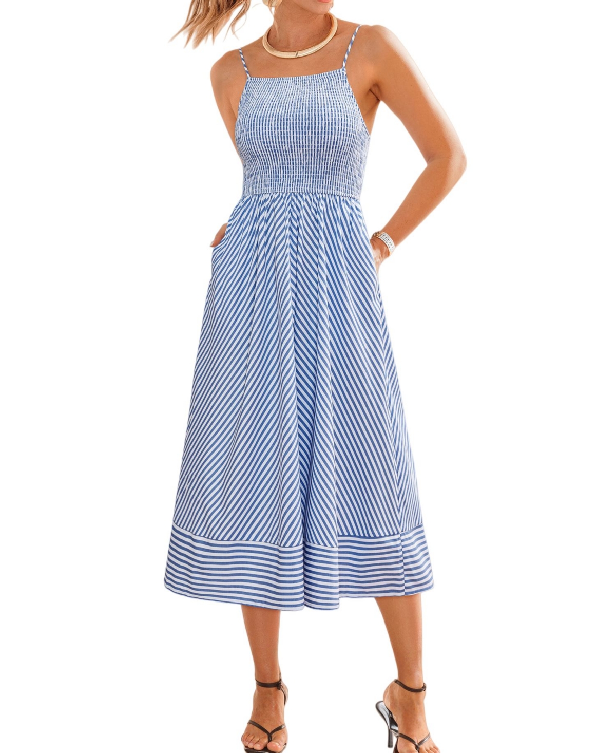 Click here for Cupshe Womens Woodland Striped Midi Beach Dress -... prices