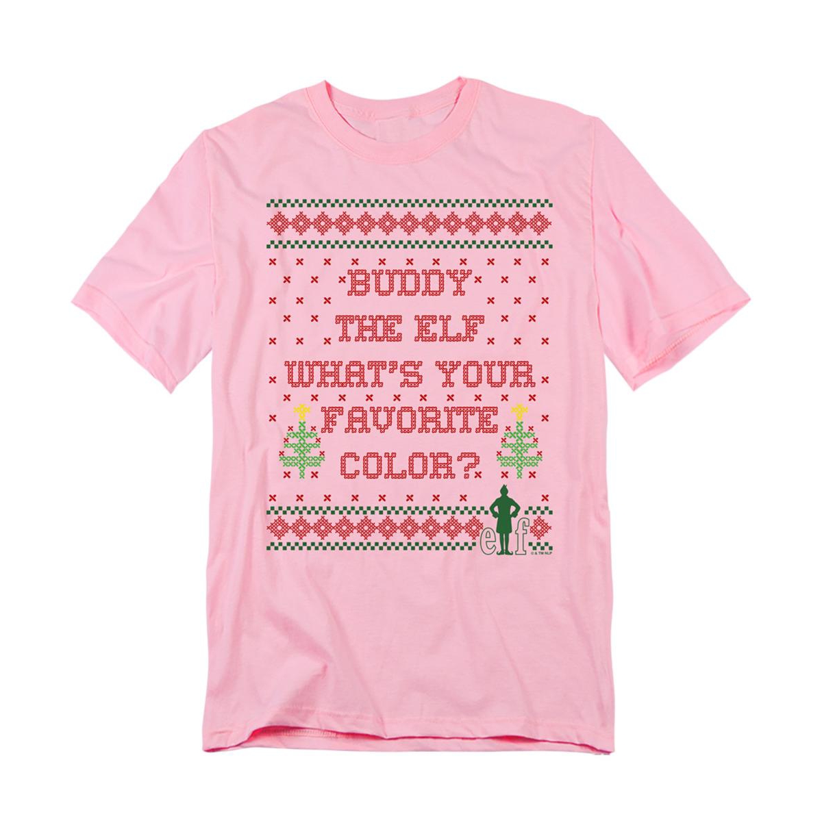 Click here for Elf Mens Whats Your Favorite Color T Shirt - Pink prices