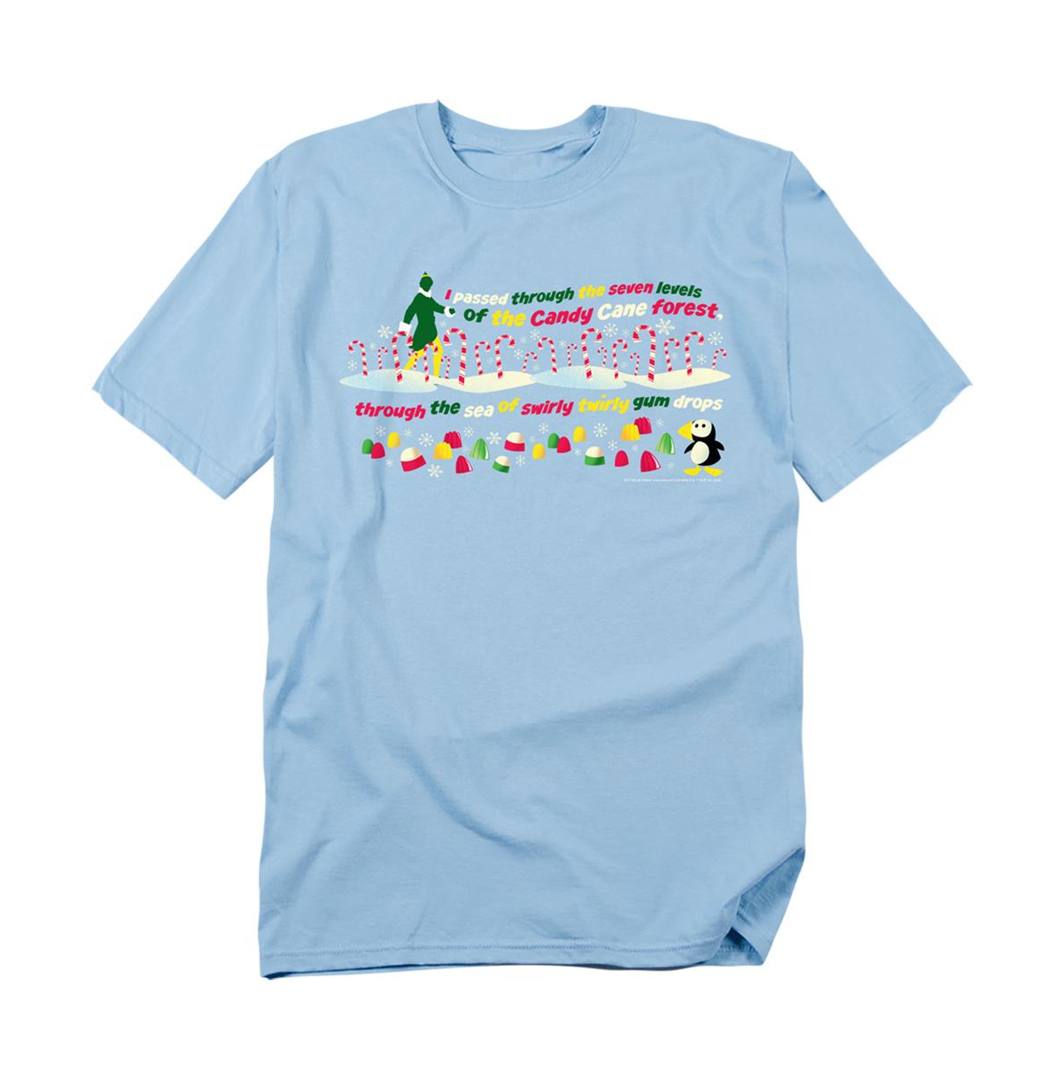 Click here for Elf Mens Candy Cane Forest T Shirt - Light blue prices