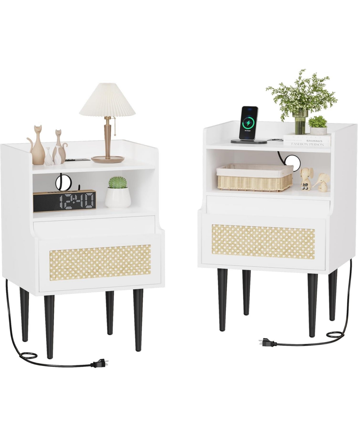 Click here for gaomon Nightstand Set of 2  Rattan End Table with... prices
