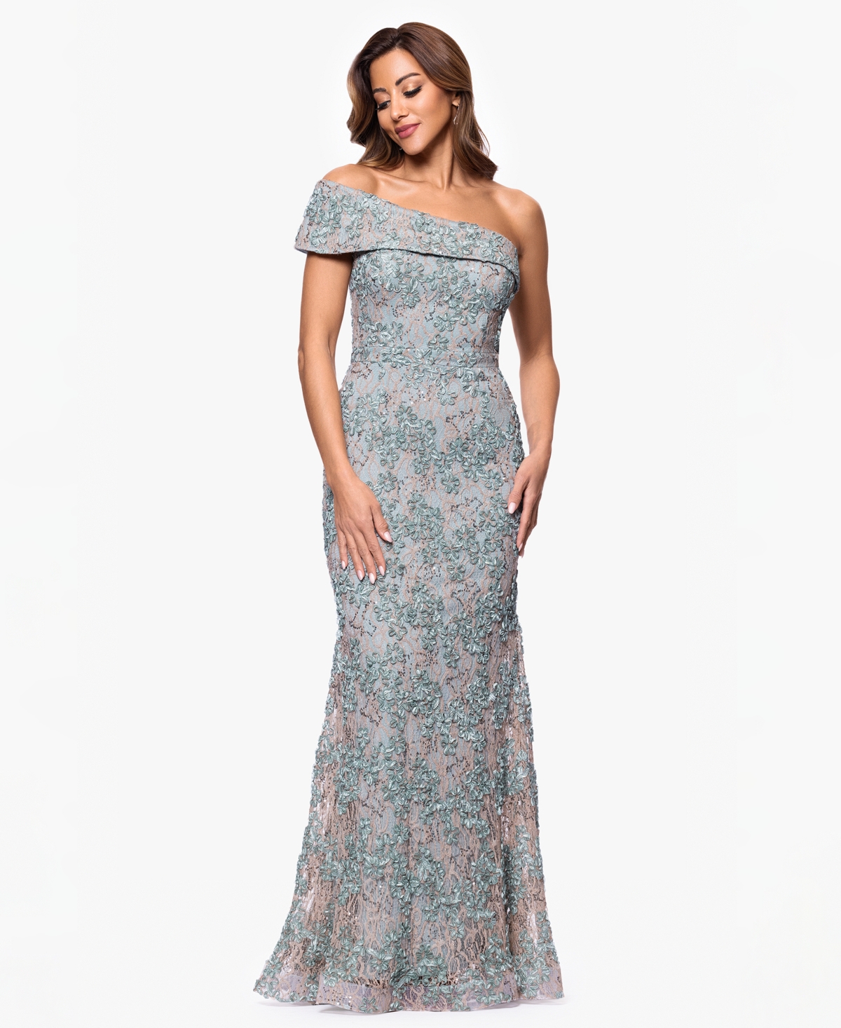 Click here for Xscape Petite Sleeveless Ball Gown - Sage Gold prices
