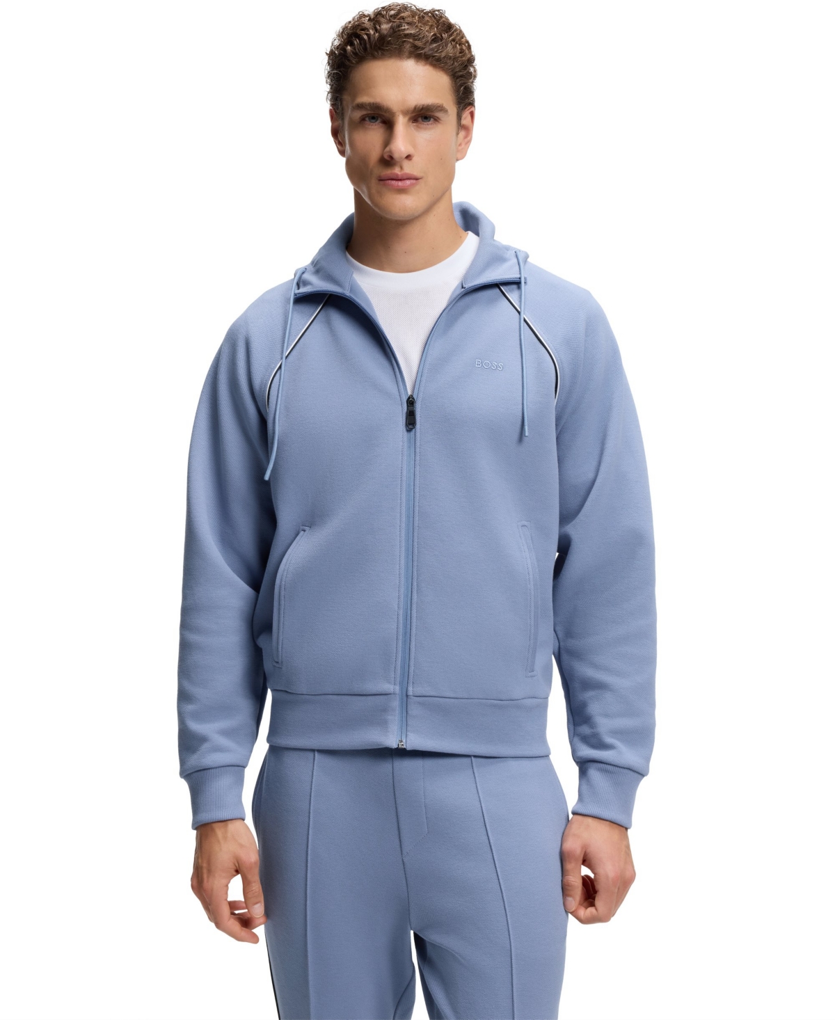 Click here for Boss by Hugo Boss Mens Cotton-Blend Zip-Up Piping... prices