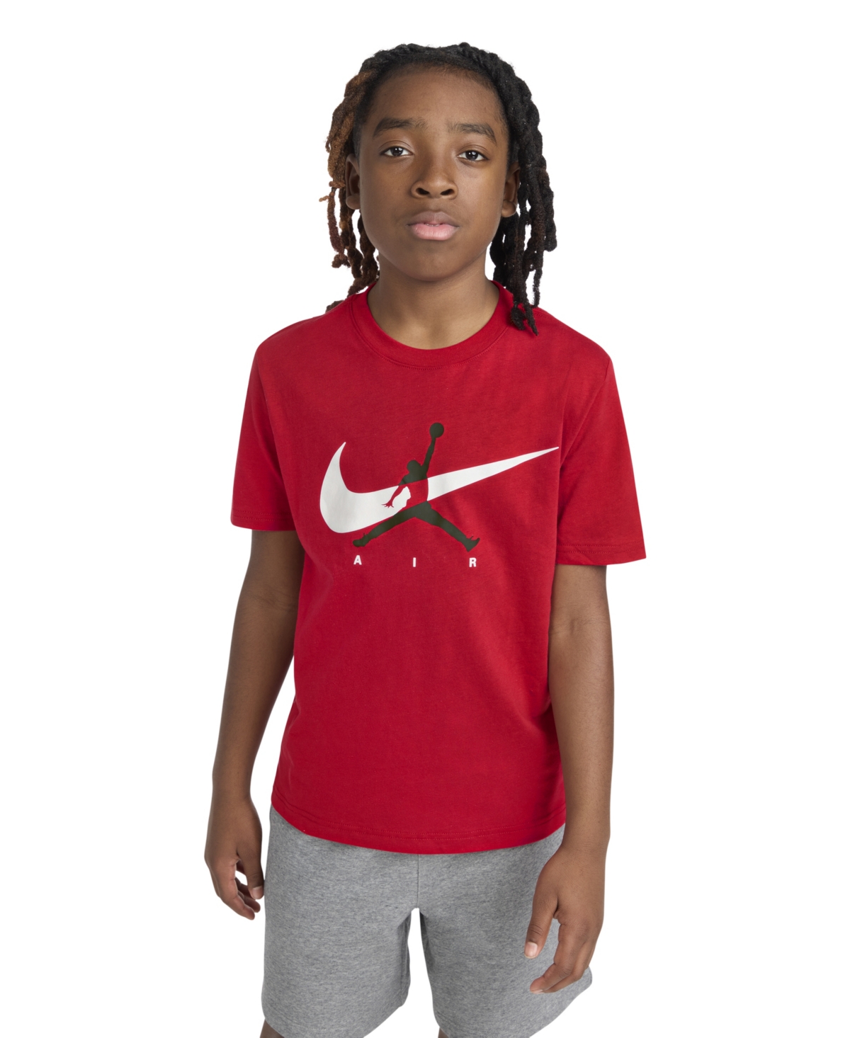 Click here for Jordan Boys 8-20 Jumpman Swoosh Logo Crewneck T-Sh... prices