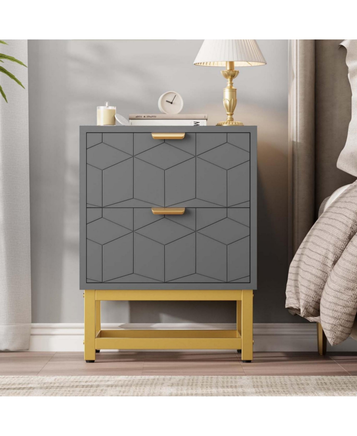 Click here for gaomon “Modern 2-Drawer Grey Dresser for Be... prices