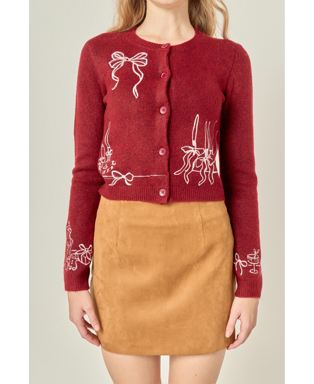 Click here for English Factory Womens Holiday Cardigan - Burgundy... prices