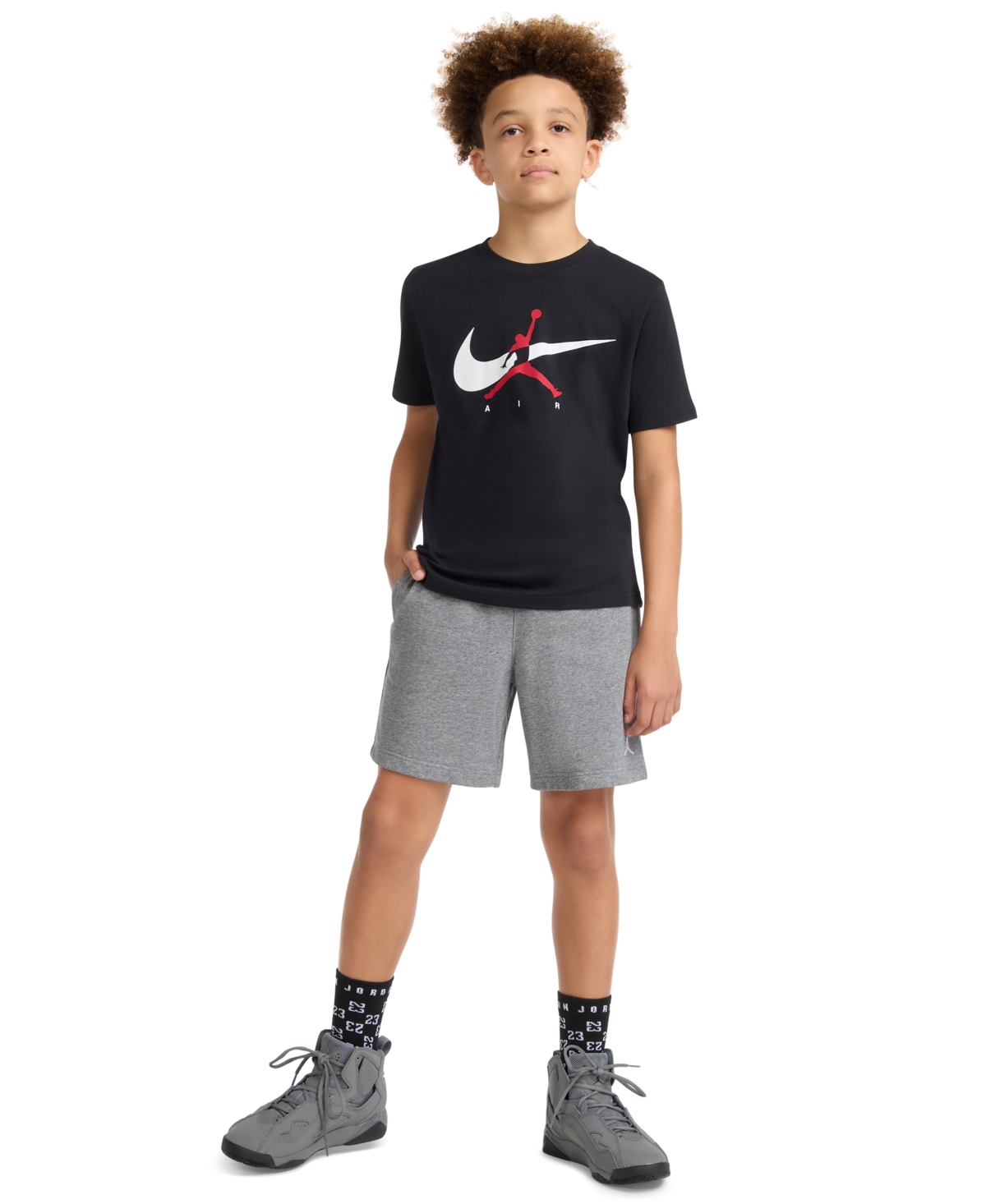 Click here for Jordan Boys 8-20 Jumpman Swoosh Logo Crewneck T-Sh... prices