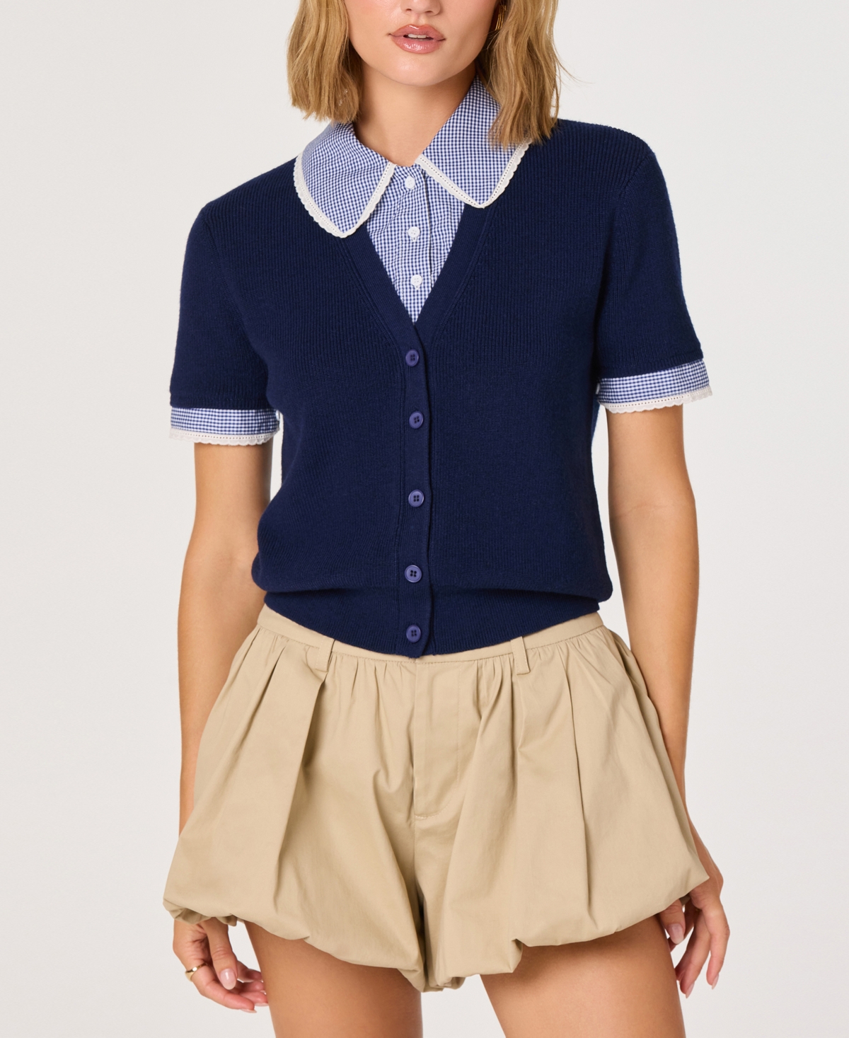 Click here for Astr the Label Womens Marlee Mixed Media Cardigan... prices