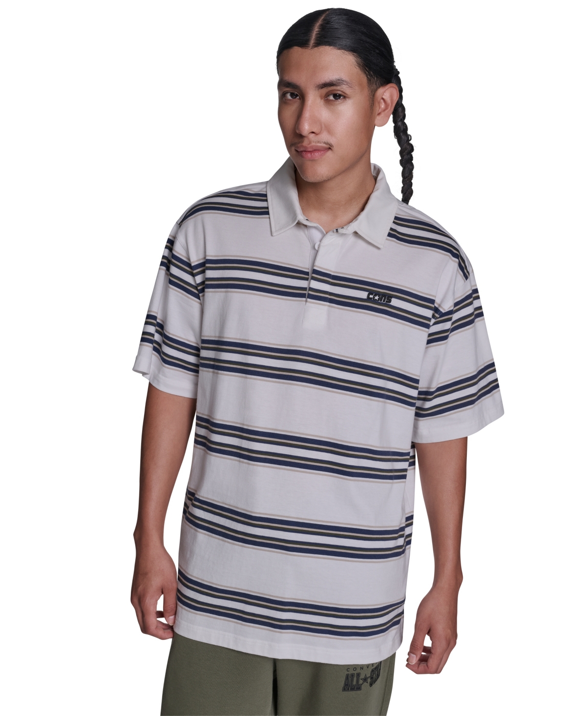 Click here for Converse Mens Striped Short-Sleeve Polo Shirt - Wh... prices