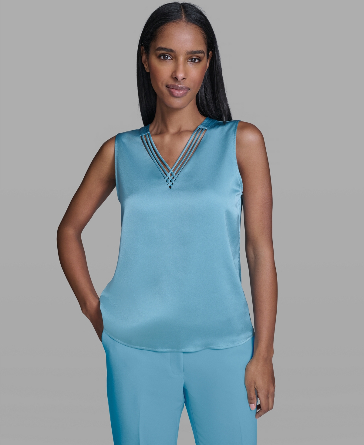 Click here for Karl Lagerfeld Paris Womens V-Neck Camisole - Aqua... prices