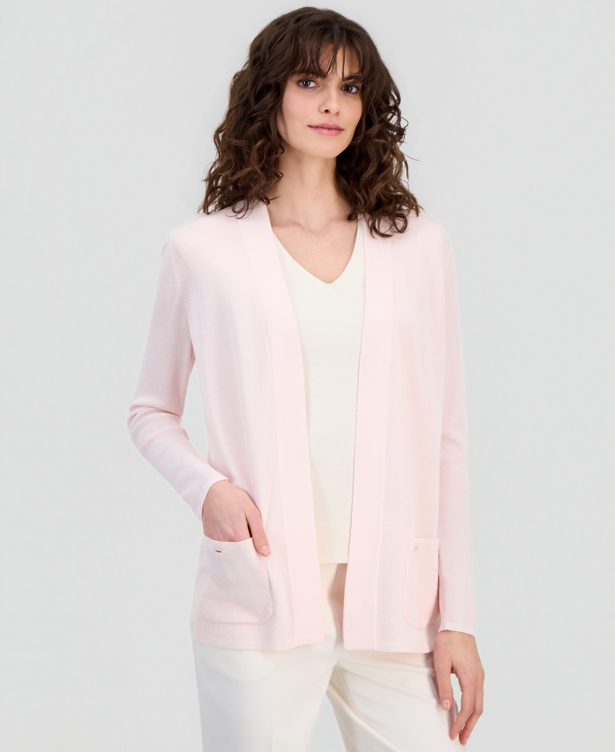 Click here for Anne Klein Womens Malibu Fine Rib Open-Front Cardi... prices