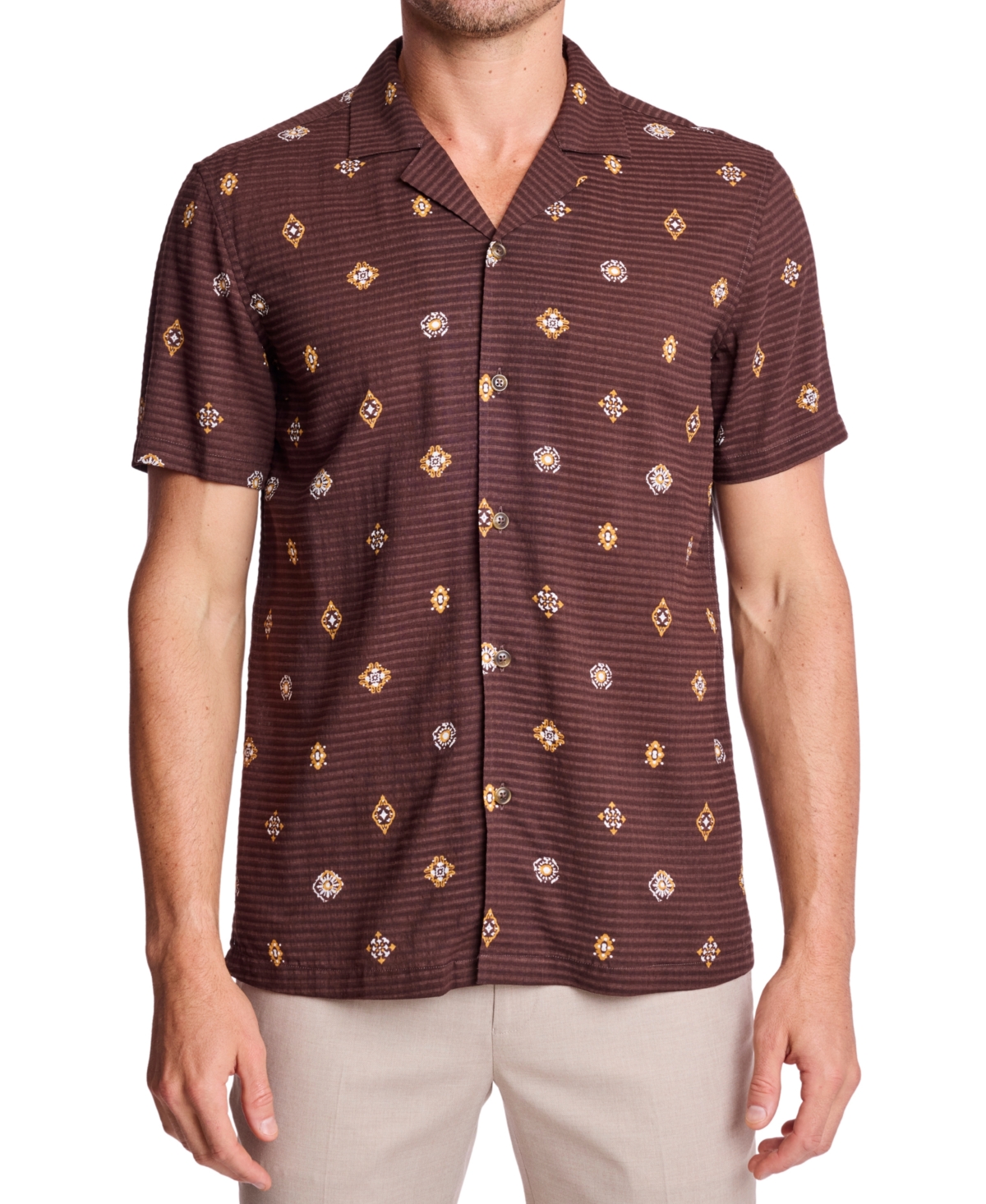 Click here for Paisley & Gray Mens Camp Collar Printed Shirt - Go... prices