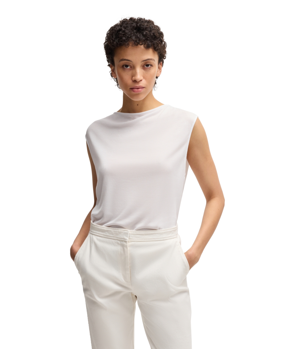 Click here for Boss by Hugo Boss Womens Ribbed Front Sleeveless T... prices
