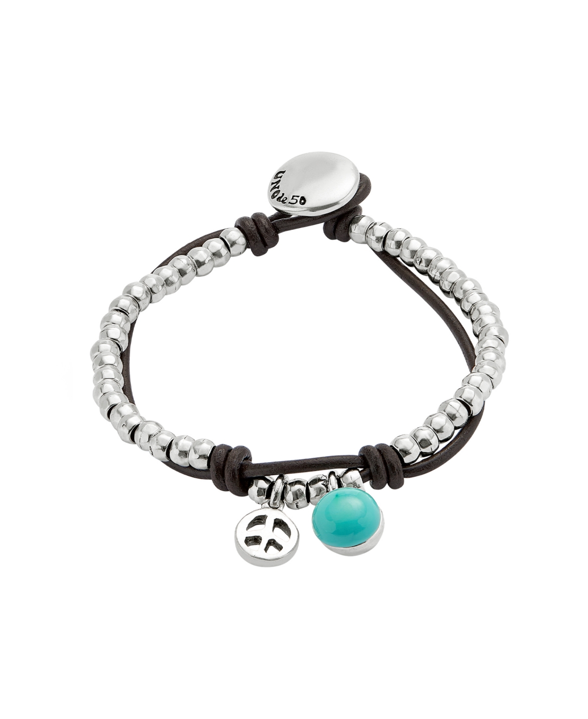 Click here for UNOde50 Silver-Plated Beaded Bracelet with Leather... prices