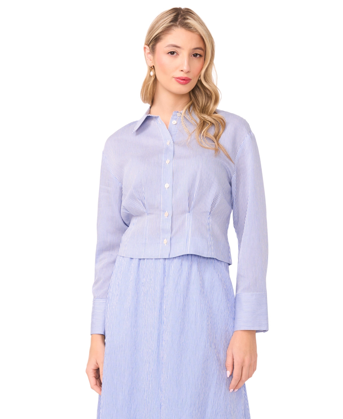 Click here for Vince Camuto Womens Collared Neck Long-Sleeve Top... prices