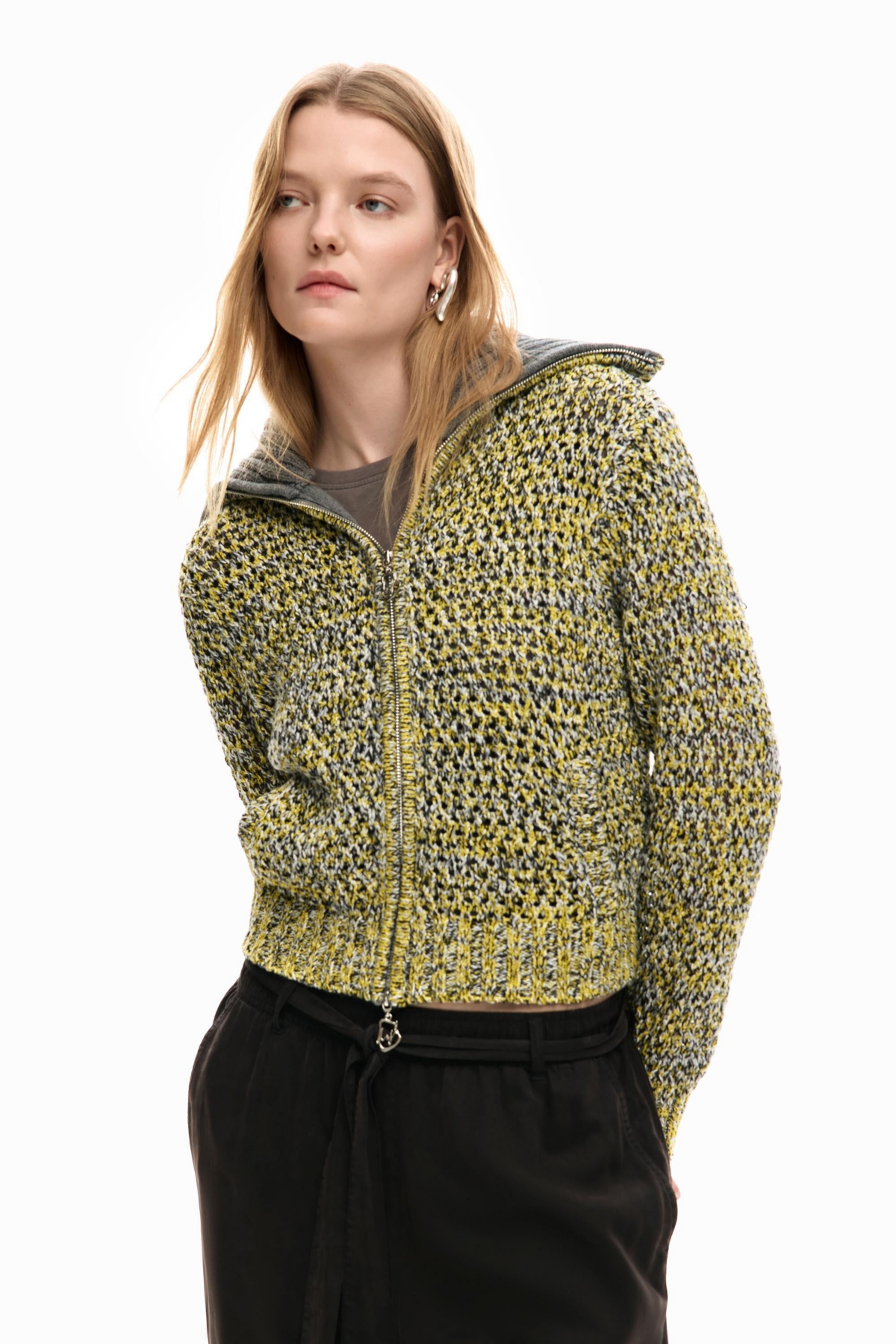 Click here for Desigual Womens Zipper Knit Sweater - Anthracite g... prices