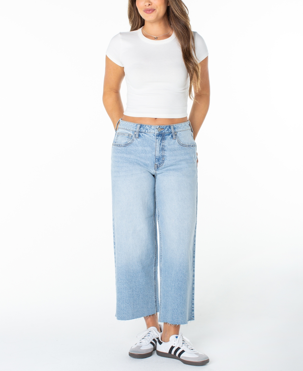 Click here for Celebrity Pink Juniors Raw-Hem Wide-Leg Jeans - Bi... prices