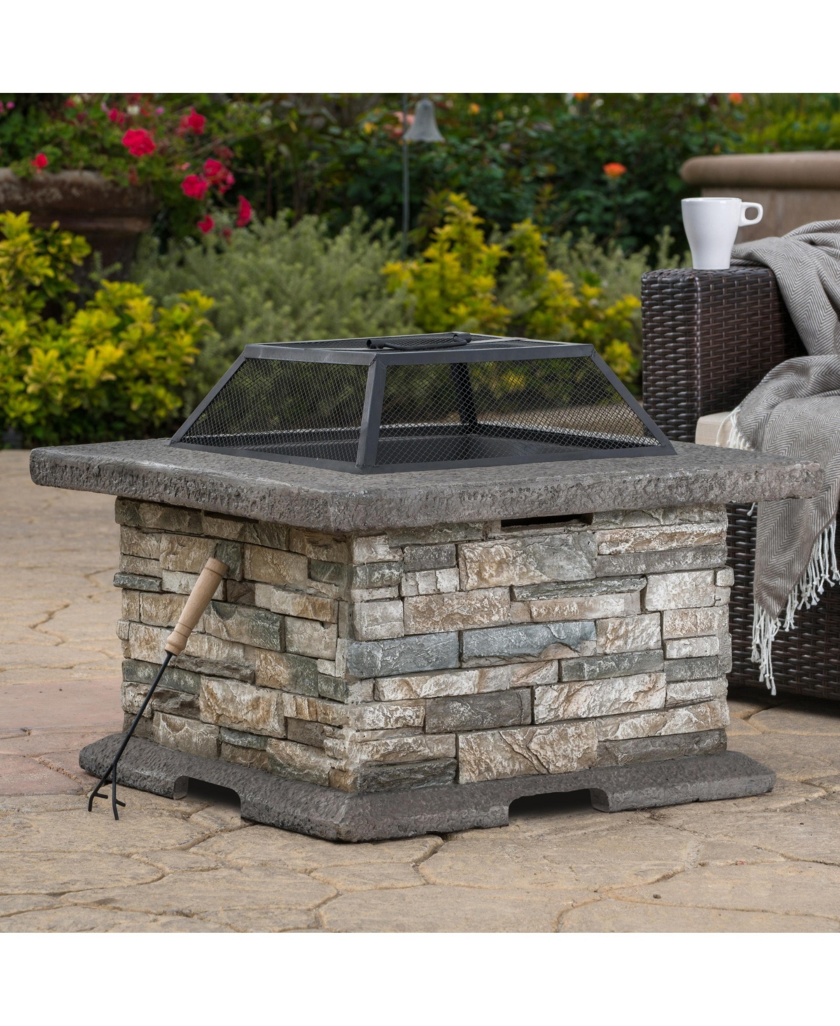 Click here for Flynama 28 Inch Square Mgo Fire Pit Outdoor Elegan... prices