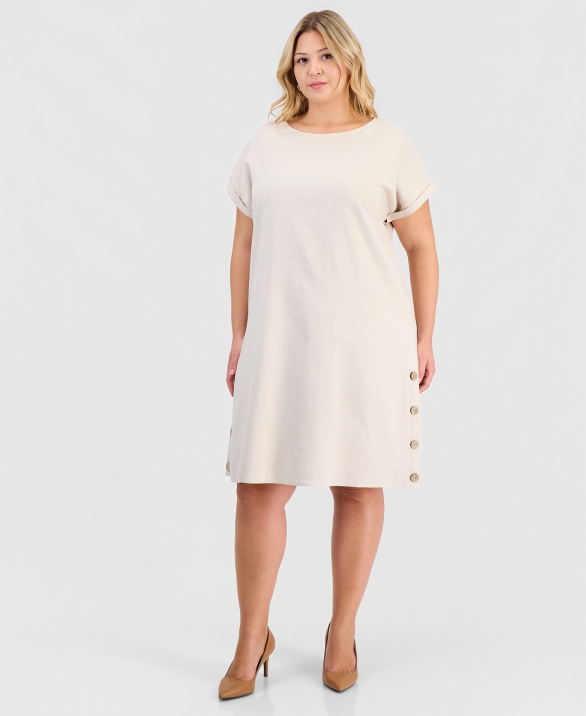 Click here for Jones New York Plus Size Linen Short-Sleeve Side-B... prices