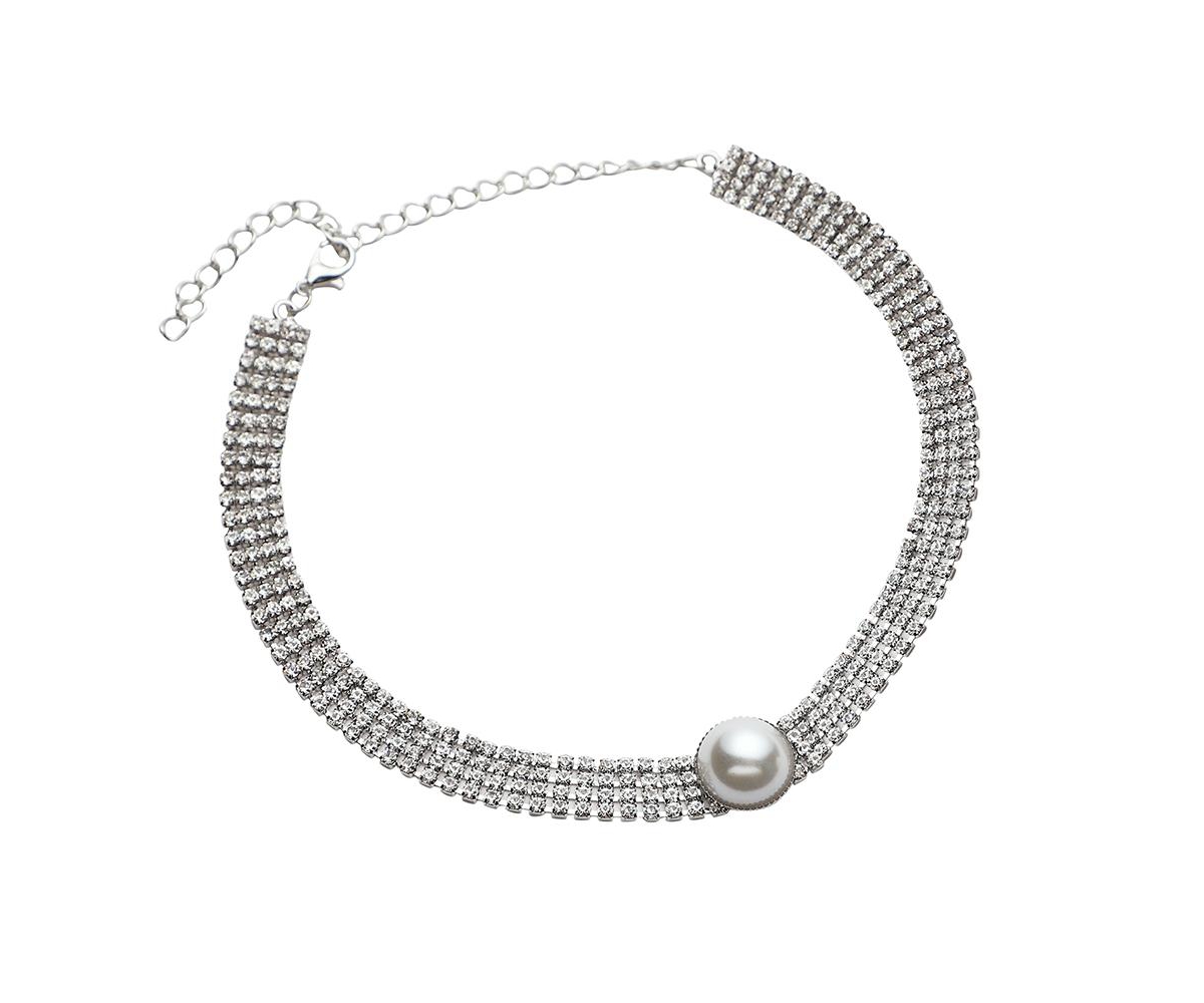 Click here for Sohi Womens Bling Choker Necklace - Silver prices