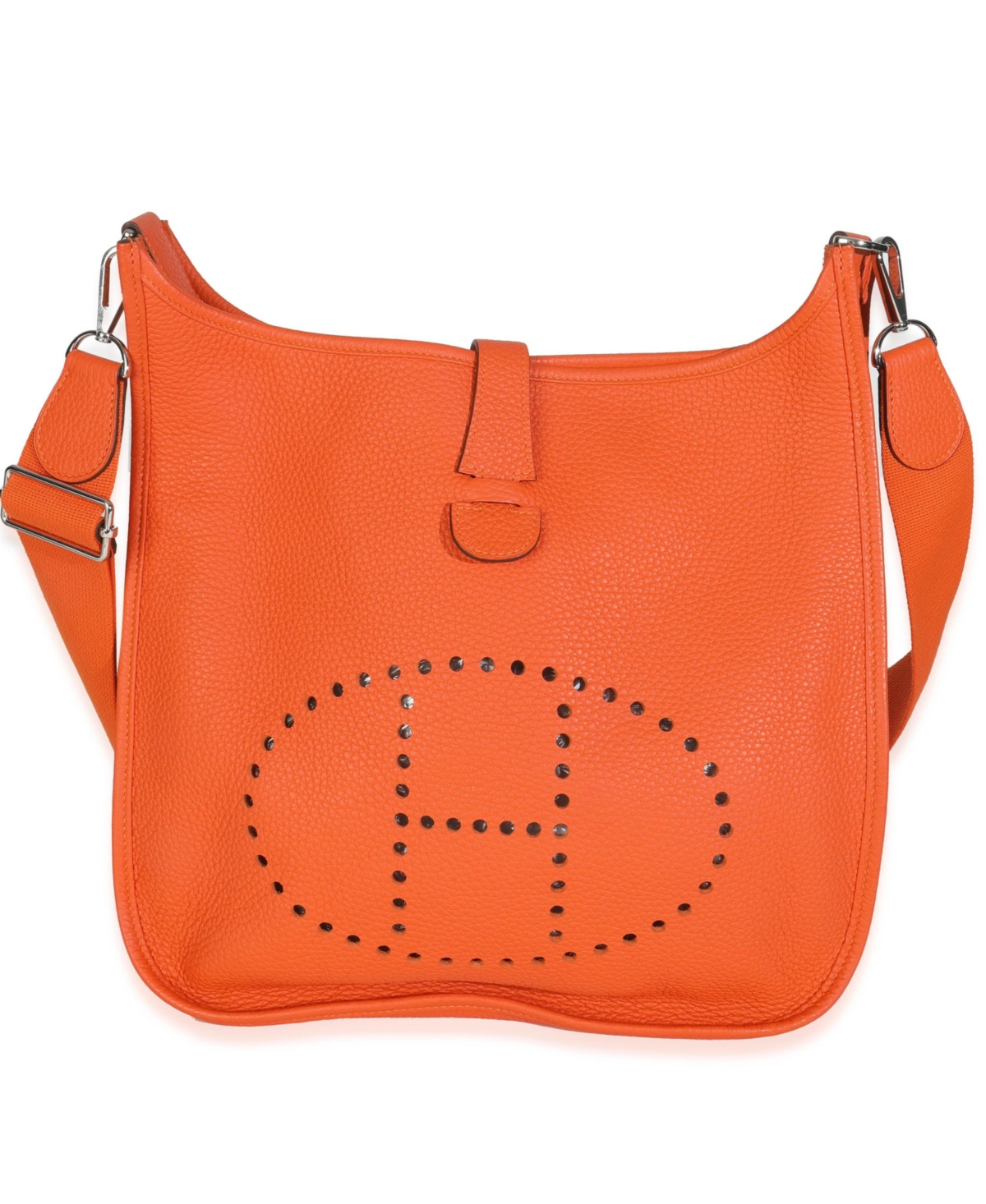 Click here for Pre-Owned Hermes Orange Taurillon Clemence Evelyne... prices