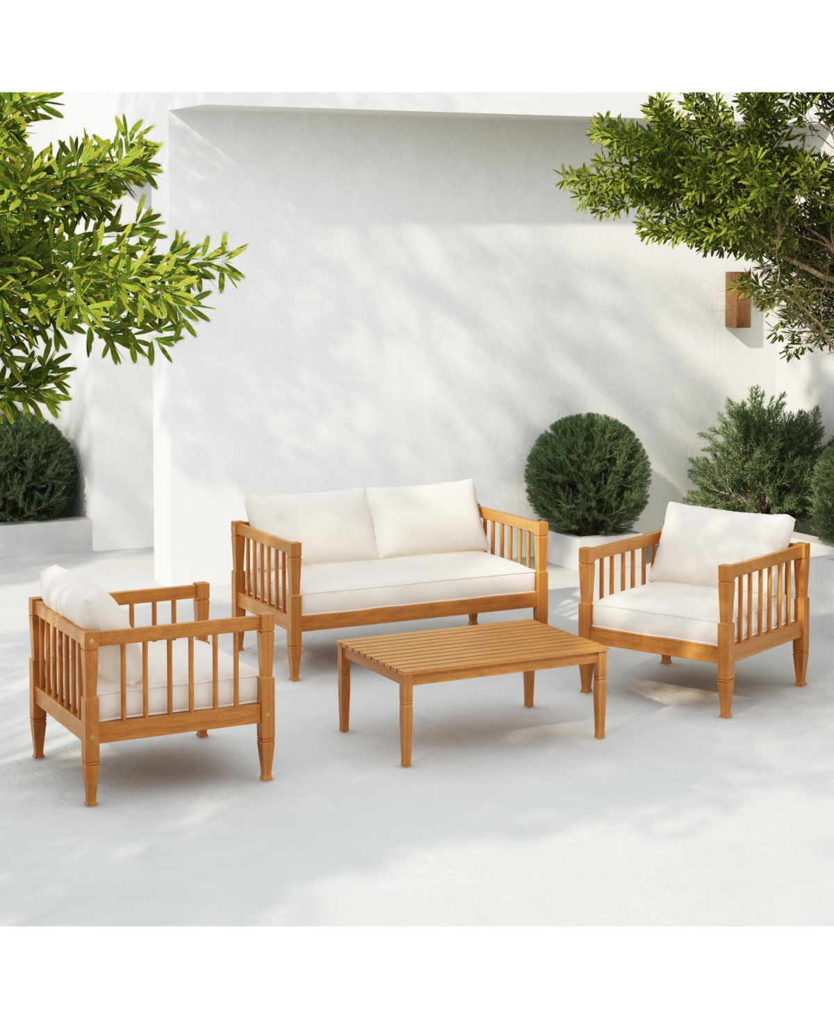 Click here for Flynama 4 Piece Teak Finish Patio Conversation Set... prices