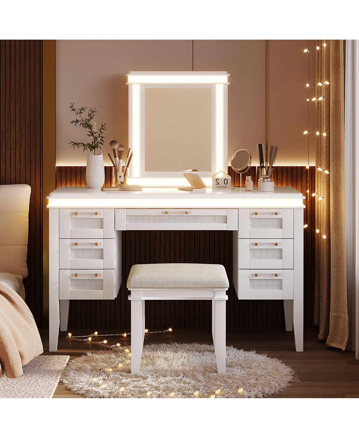 Click here for Cesicia 48 in. Classic Vanity Desk with Led Lights... prices