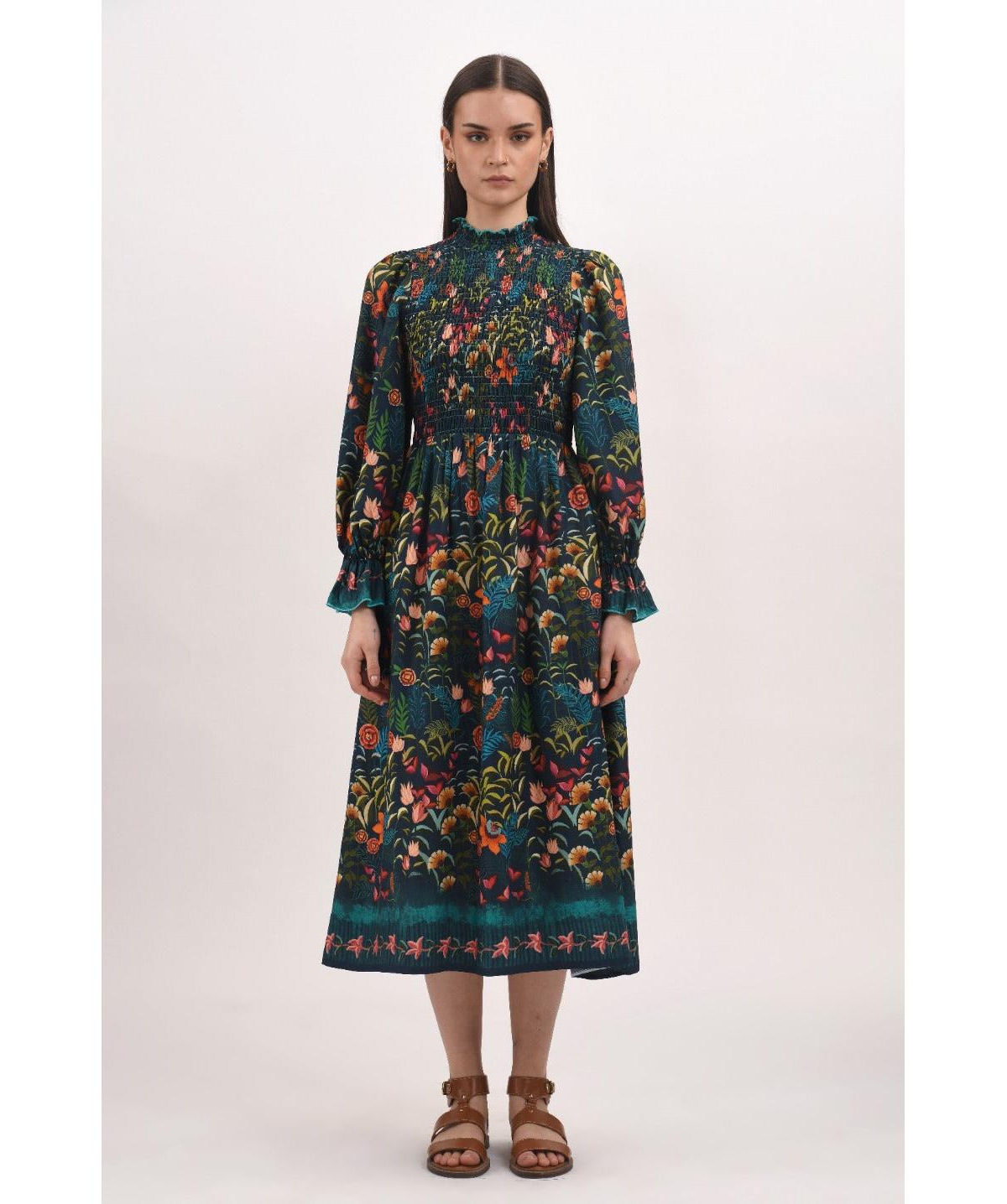 Click here for Celina Moon Womens Aurnia Midi Dress - Teal/navy m... prices