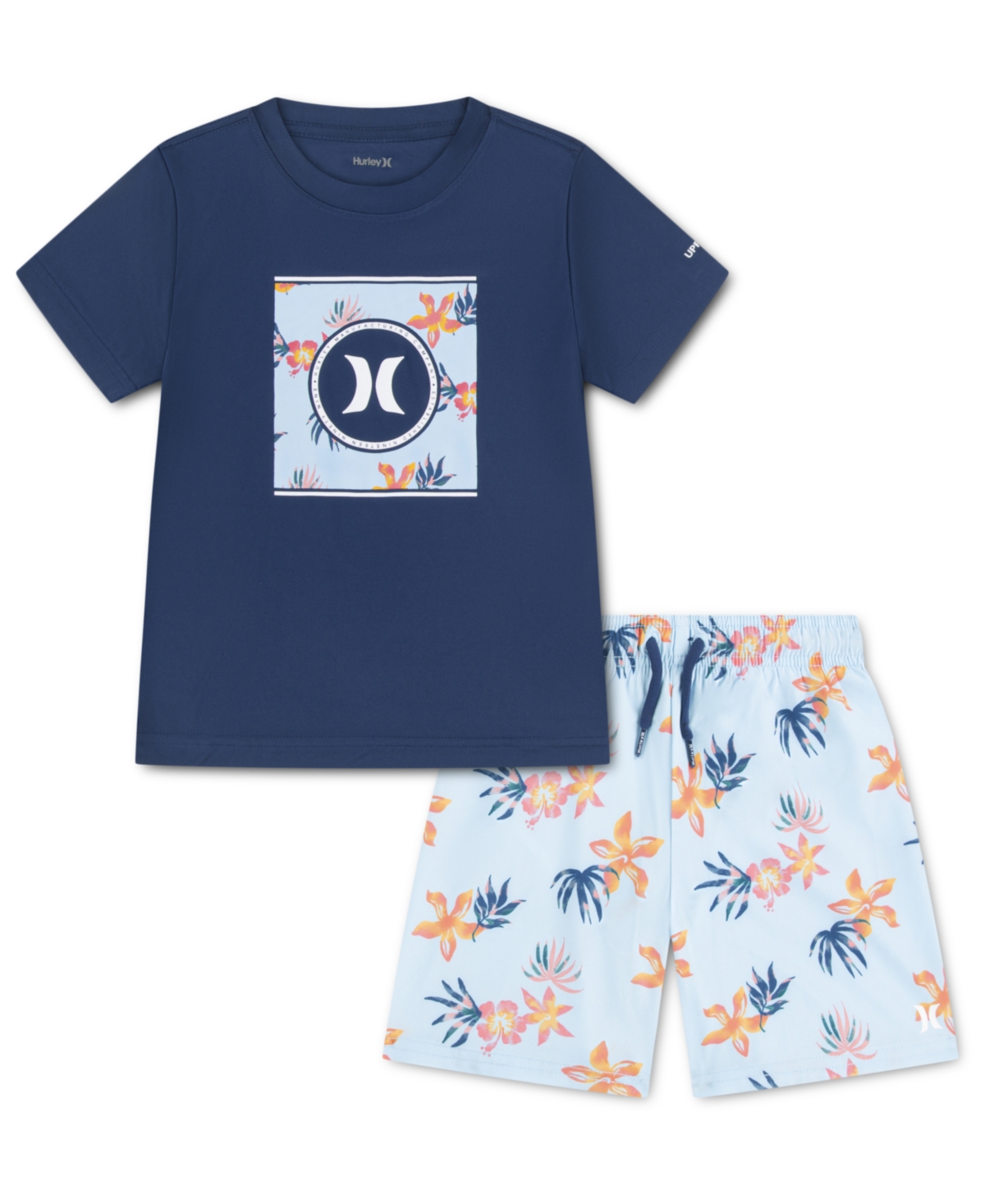 Click here for Hurley Boys 4-7 Tropical Floral Swim T-Shirt and S... prices