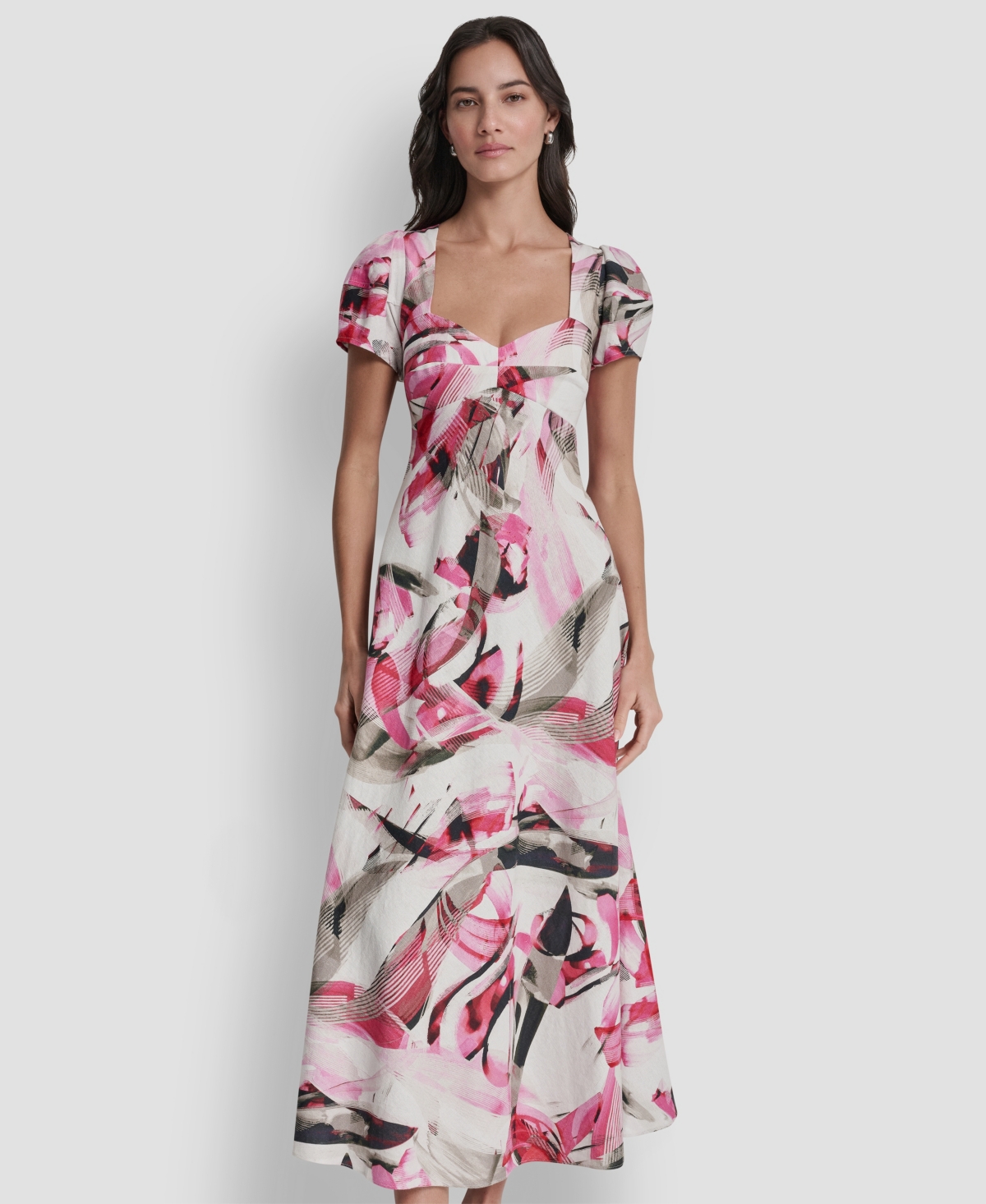Click here for Dkny Womens Printed V-Neck Midi Dress - Spring Wis... prices