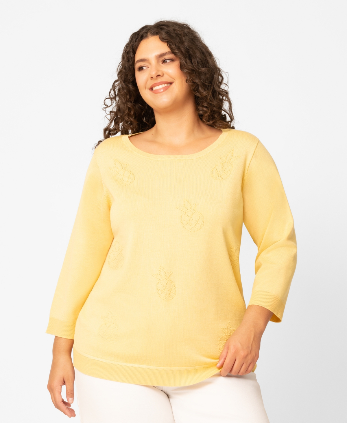 Click here for Melissa Paige Plus Size Pineapple Textured High-Lo... prices