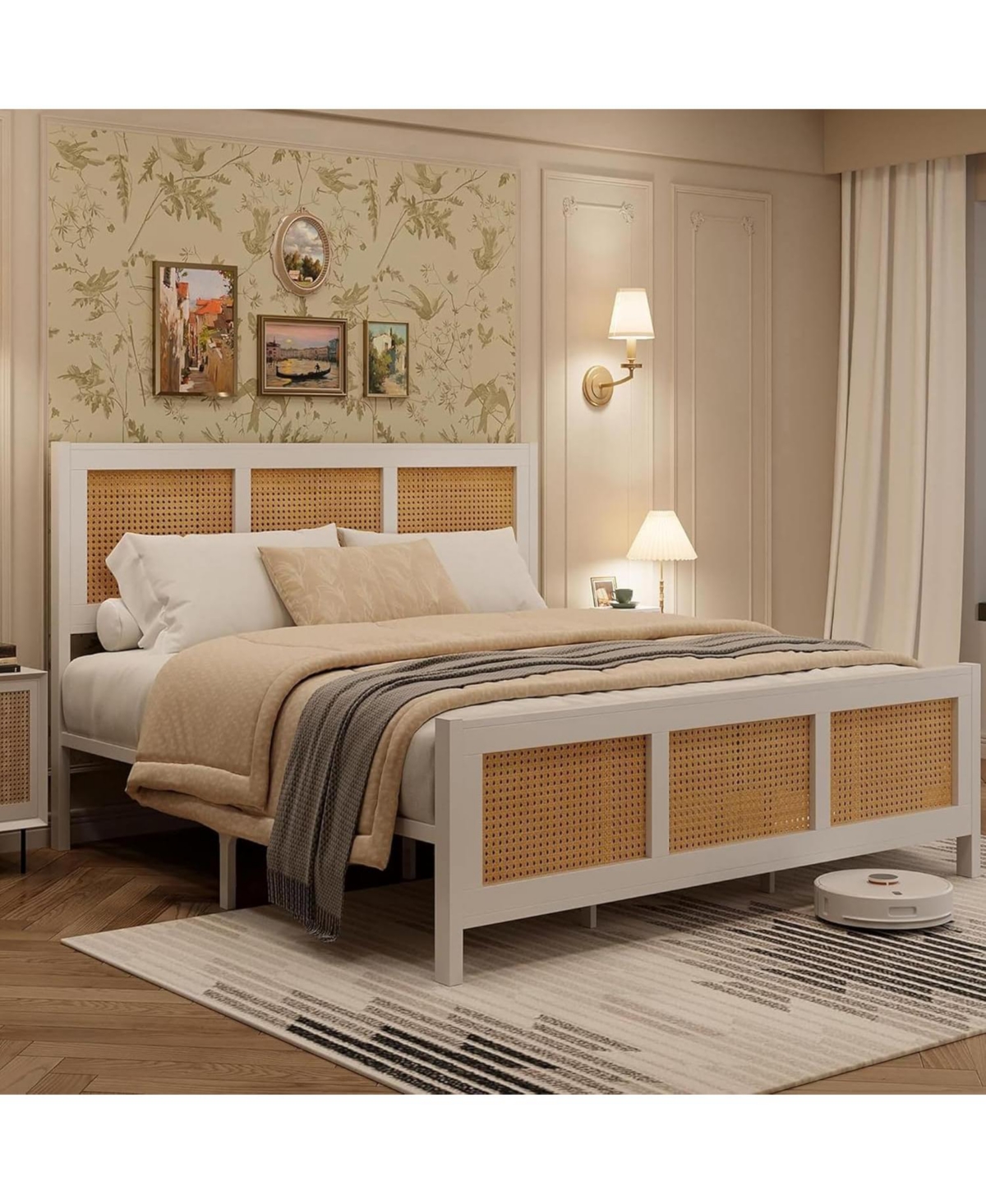 Click here for gaomon Rattan Bed Frame with Headboard  Boho Full... prices