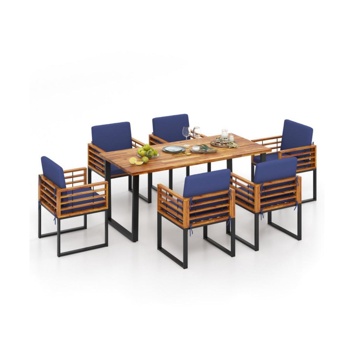 Click here for Mondawe 7 Pieces Patio Acacia Wood Dining Chair an... prices