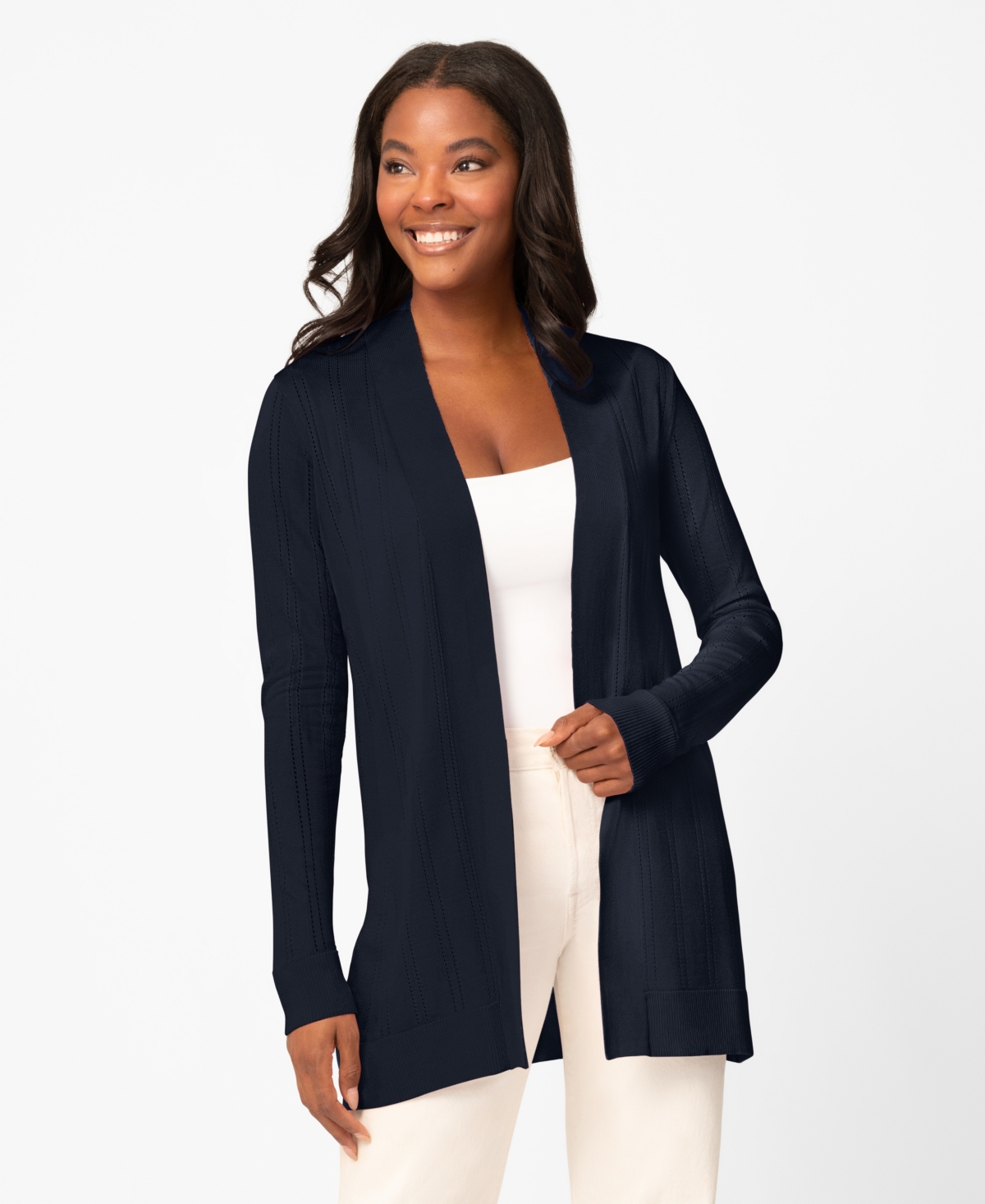 Click here for Melissa Paige Womens Pointelle Open-Front Long Car... prices