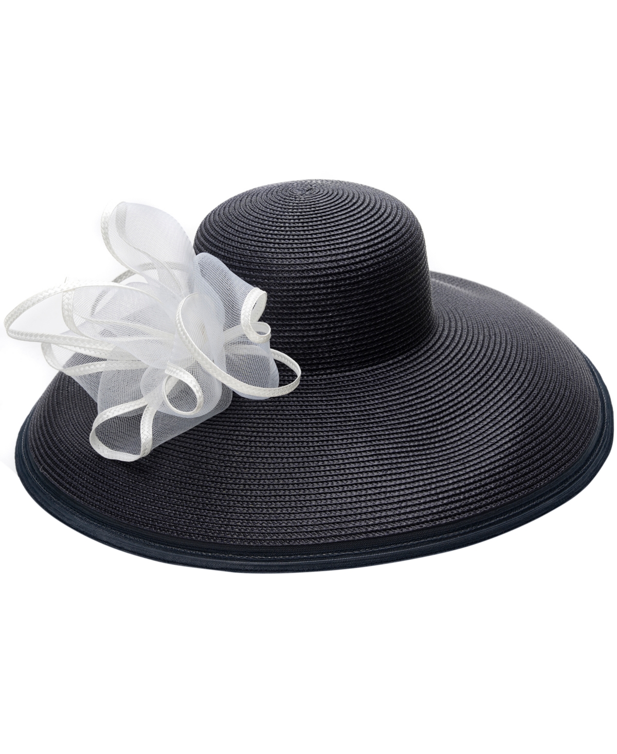 Click here for August Hats Extra Wide Brim Crinoline Hat - Navy prices