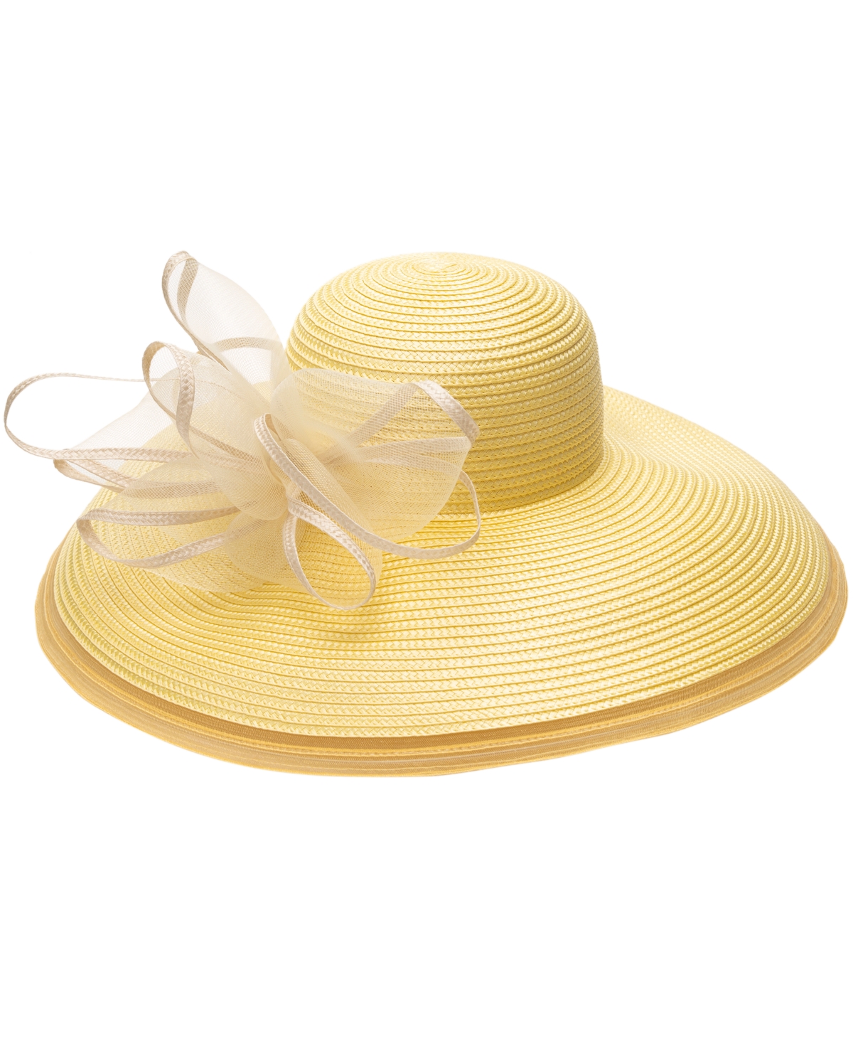 Click here for August Hats Extra Wide Brim Crinoline Hat - Pale Y... prices