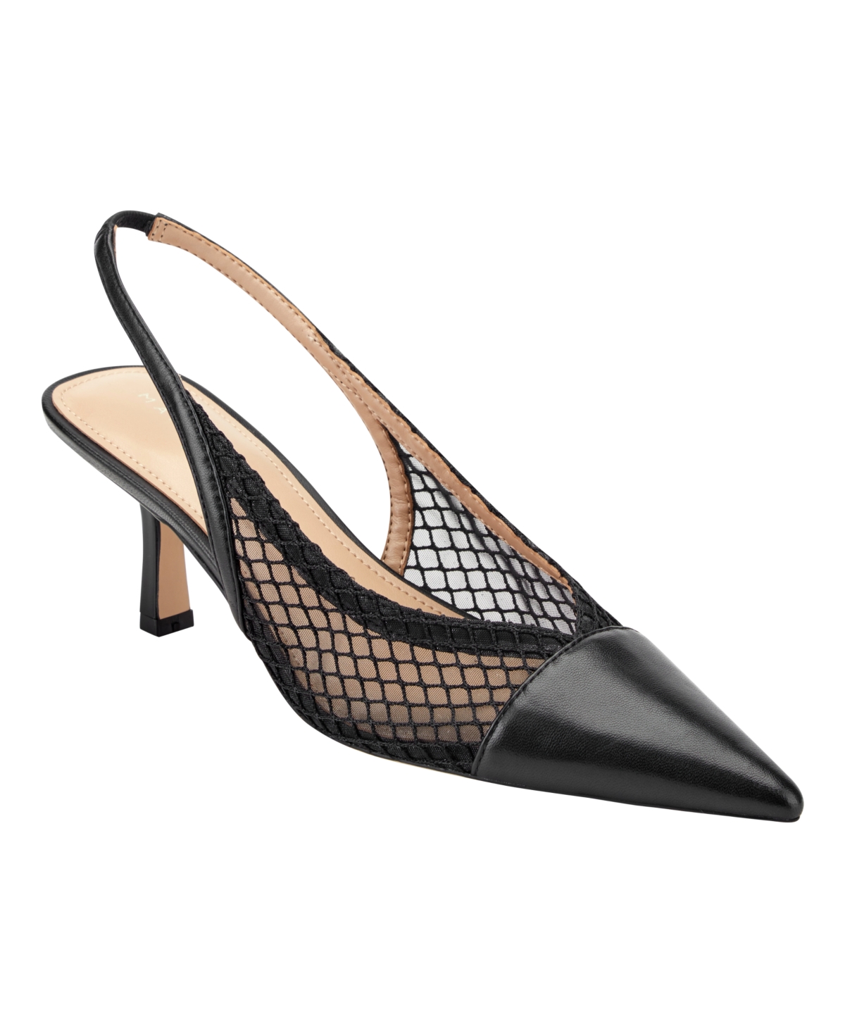 Marc Fisher Ltd Womens Gipsi Mesh Slingback Kitten Heel Pumps - Black